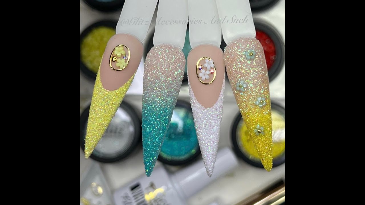 Easy Sugar Glitter & Crystal Nail Art Designs Tutorials - YouTube