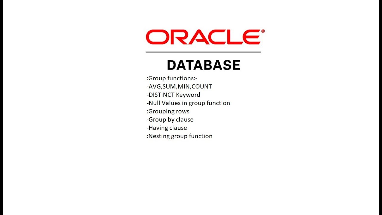 Reporting Aggregated Data Using Group Function Youtube
