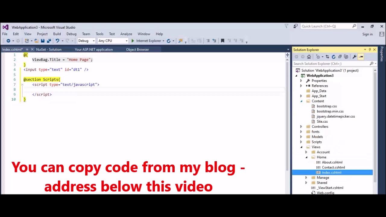 MVC - Add DateTimePicker to the textbox - YouTube