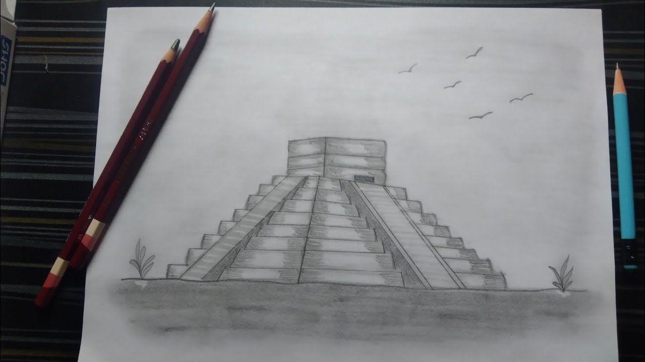 how to draw mayan pyramid drawing easy step by step #viralshort# ...