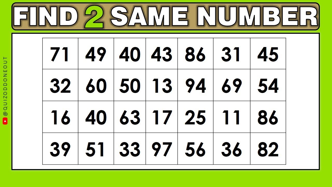 Puzzle same number! Check Your Talents - Quiz for your brain power #57 ...
