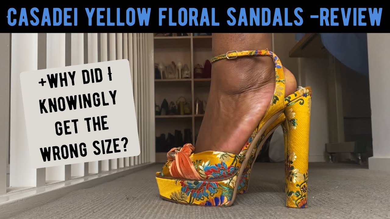 CASADEI YELLOW FLORAL SANDALS |preloved shoe review - YouTube