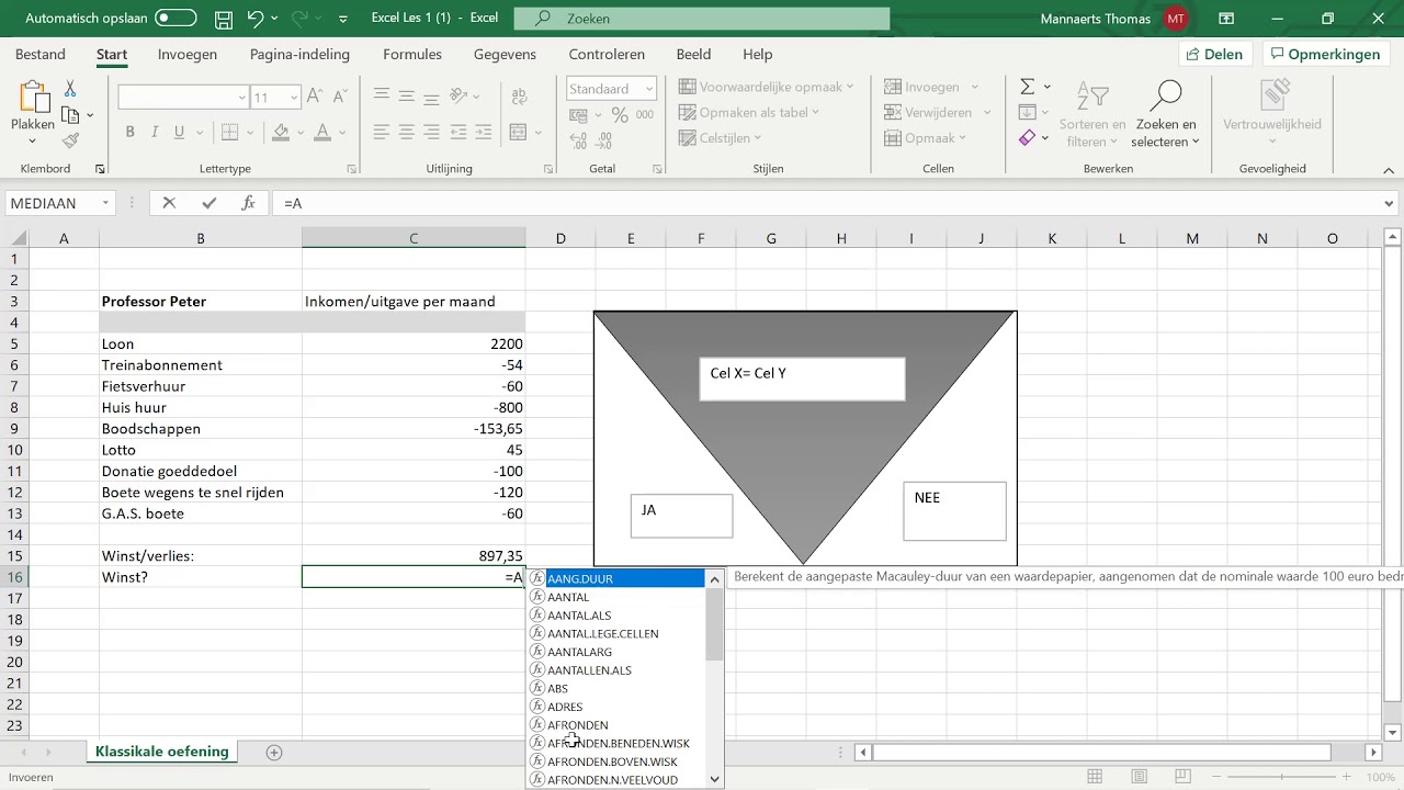 Als functies Excel (basis) - YouTube