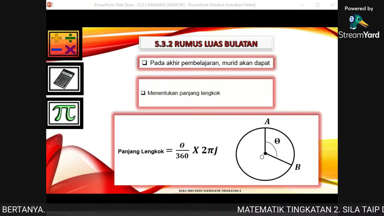 MATEMATIK TINGKATAN 2, BAB 5 BULATAN - YouTube