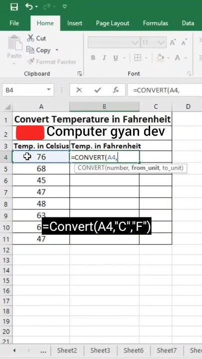 Convert Celsius into Fahrenheit in Excel tips and tricks #exceltips # ...