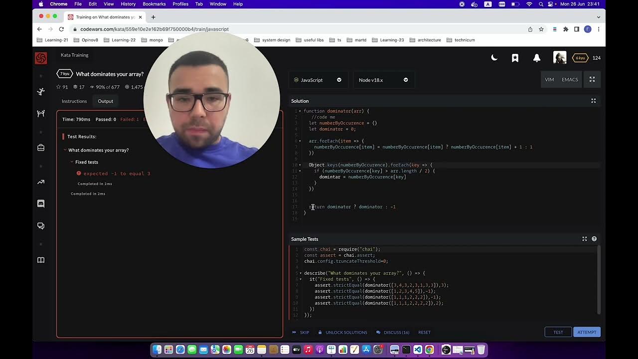 Codewars. Решение задачи. JavaScript. 7kyu. What dominates your array ...