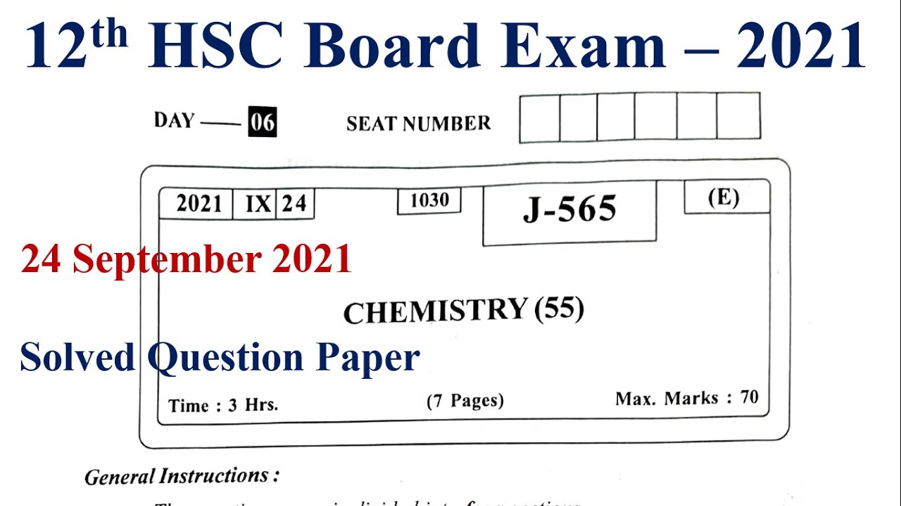 12th HSC Board 2021 Chemistry Question Paper Answers - YouTube