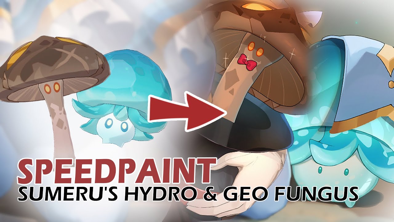 【GENSHIN IMPACT SPEEDPAINT】 Sumeru's Hydro & Geo Fungus (mushroom ...