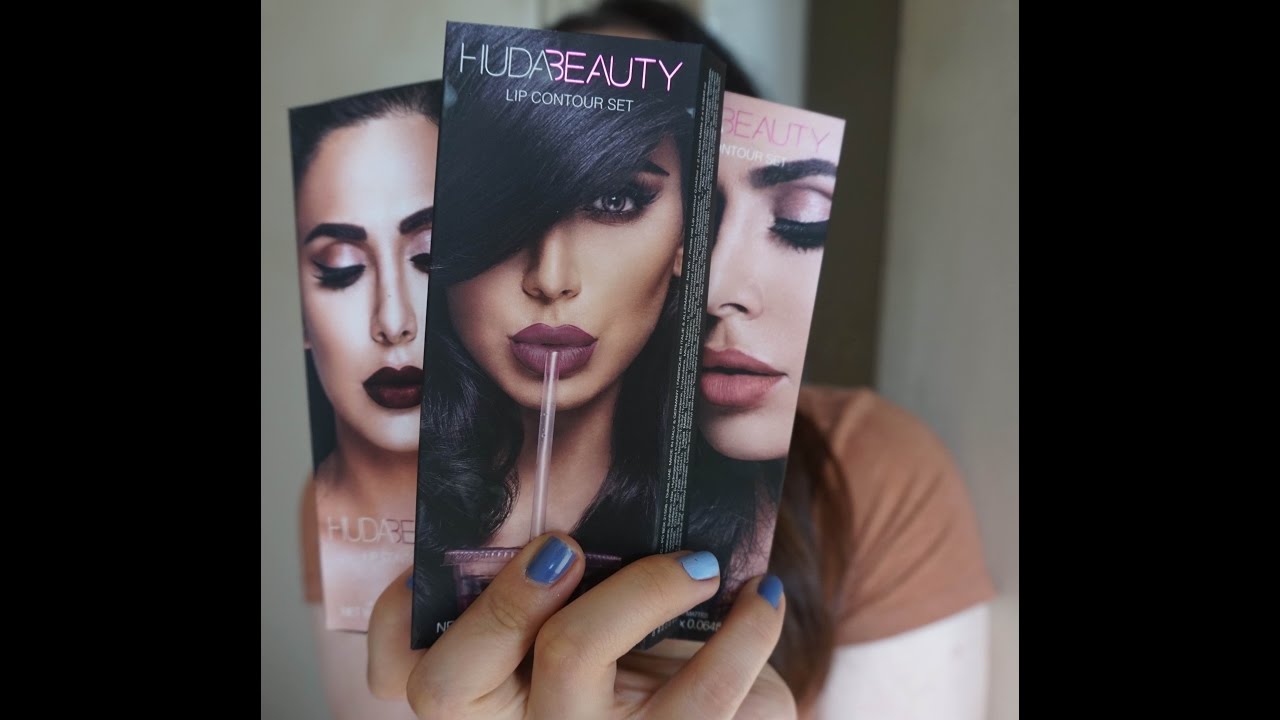 HUDA BEAUTY LIP CONTOUR SET SWATCH AND REVIEW - YouTube