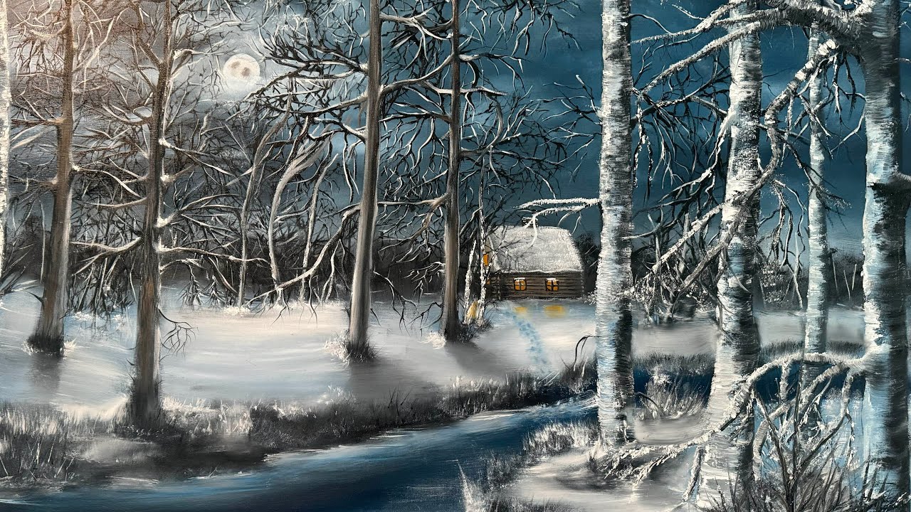 Birch Tree Painting - Moon Kissed Birch - YouTube