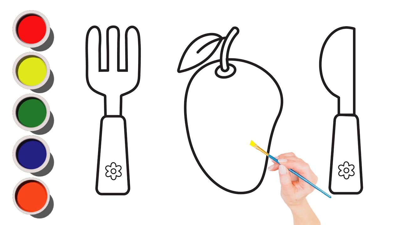 How to Draw a Mango for Kids and Toddlers | Mango Fruit Drawing and ...
