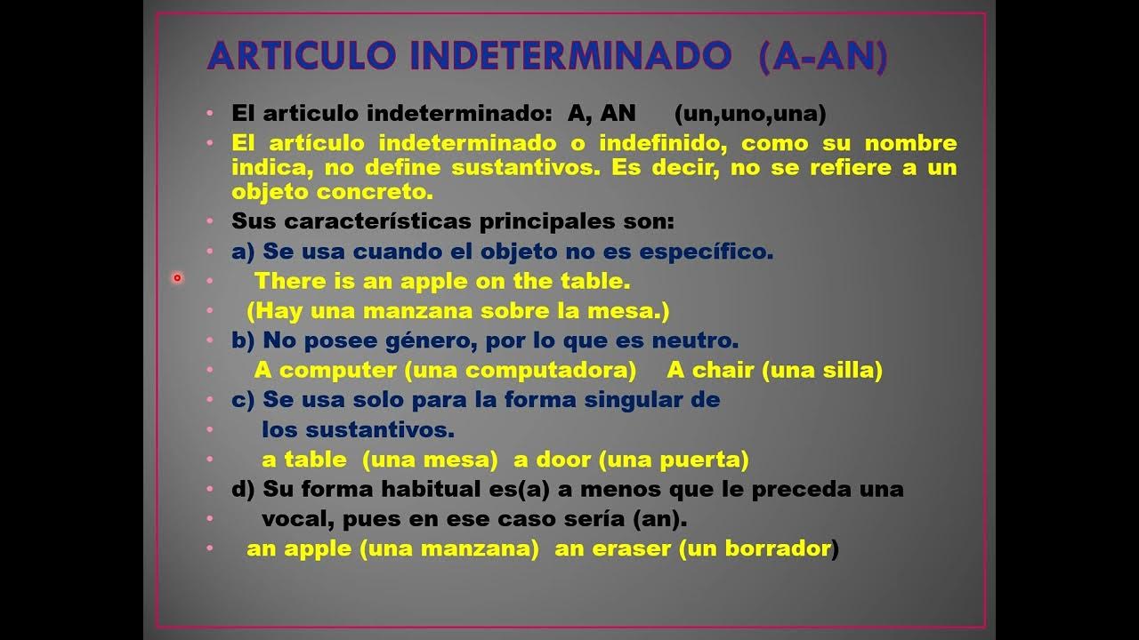 EL ARTICULO DETERMINADO E INDETERMINADO EN INGLES - YouTube