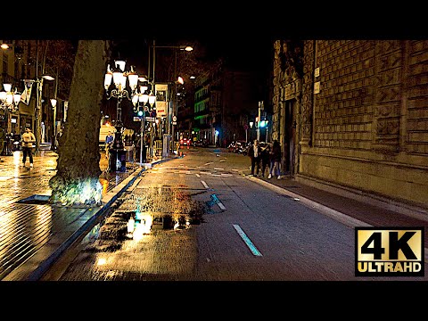 Barcelona in 4K - Night Drive - Spain