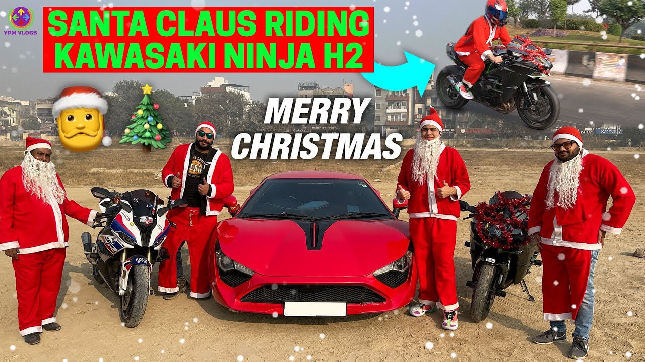 SANTA CLAUS RIDING KAWASAKI NINJA H2 !! *MERRY CHRISTMAS* 🎄🎅 ️ - YouTube