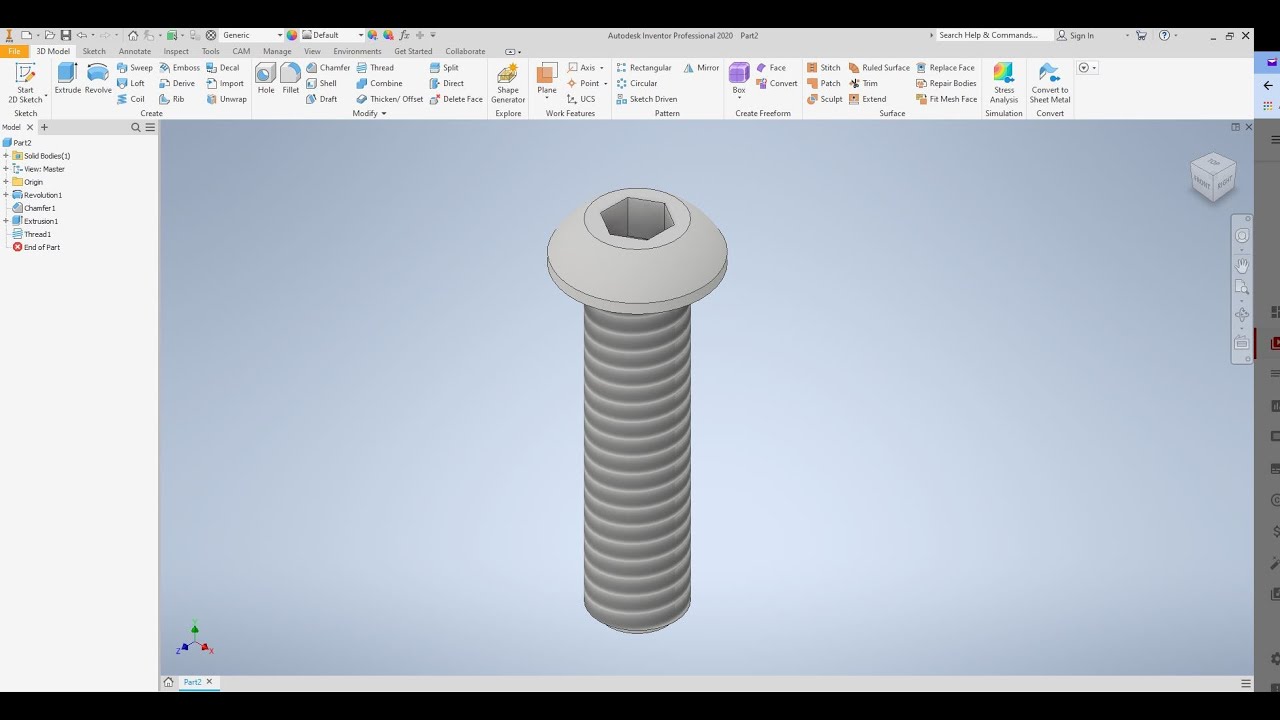 Autodesk Inventor: Mini Train Project - Axle Peg - YouTube