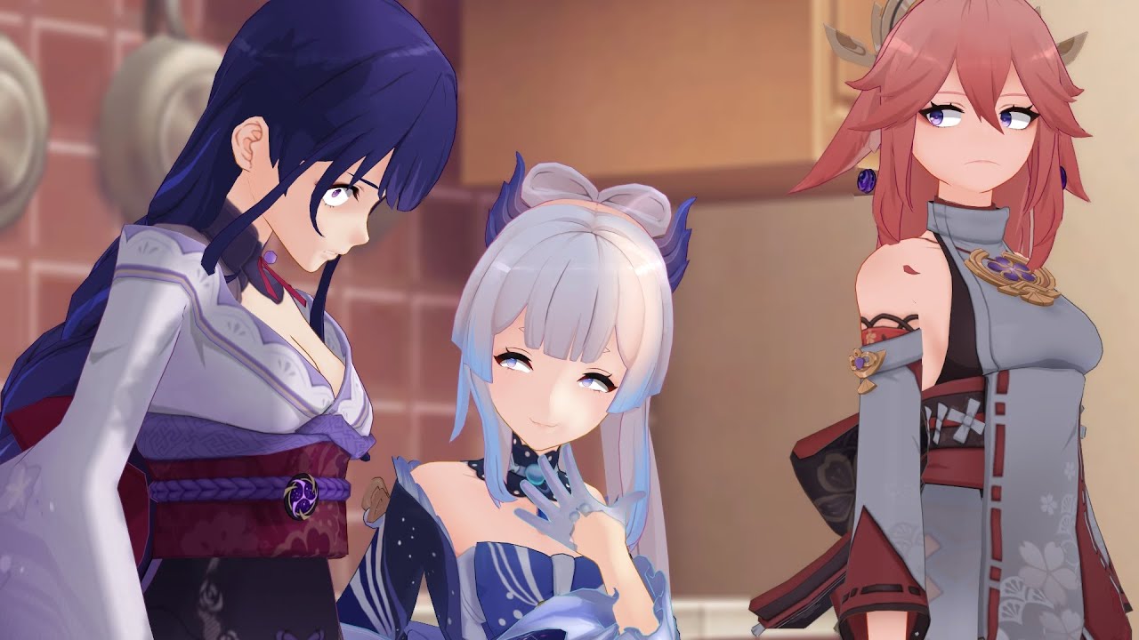 Raiden Shogun can't cook for Aether's Harem - YouTube