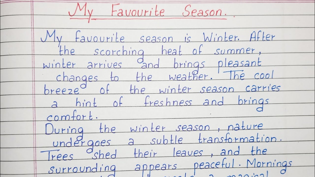 Write an essay on My Favourite Season | English - YouTube
