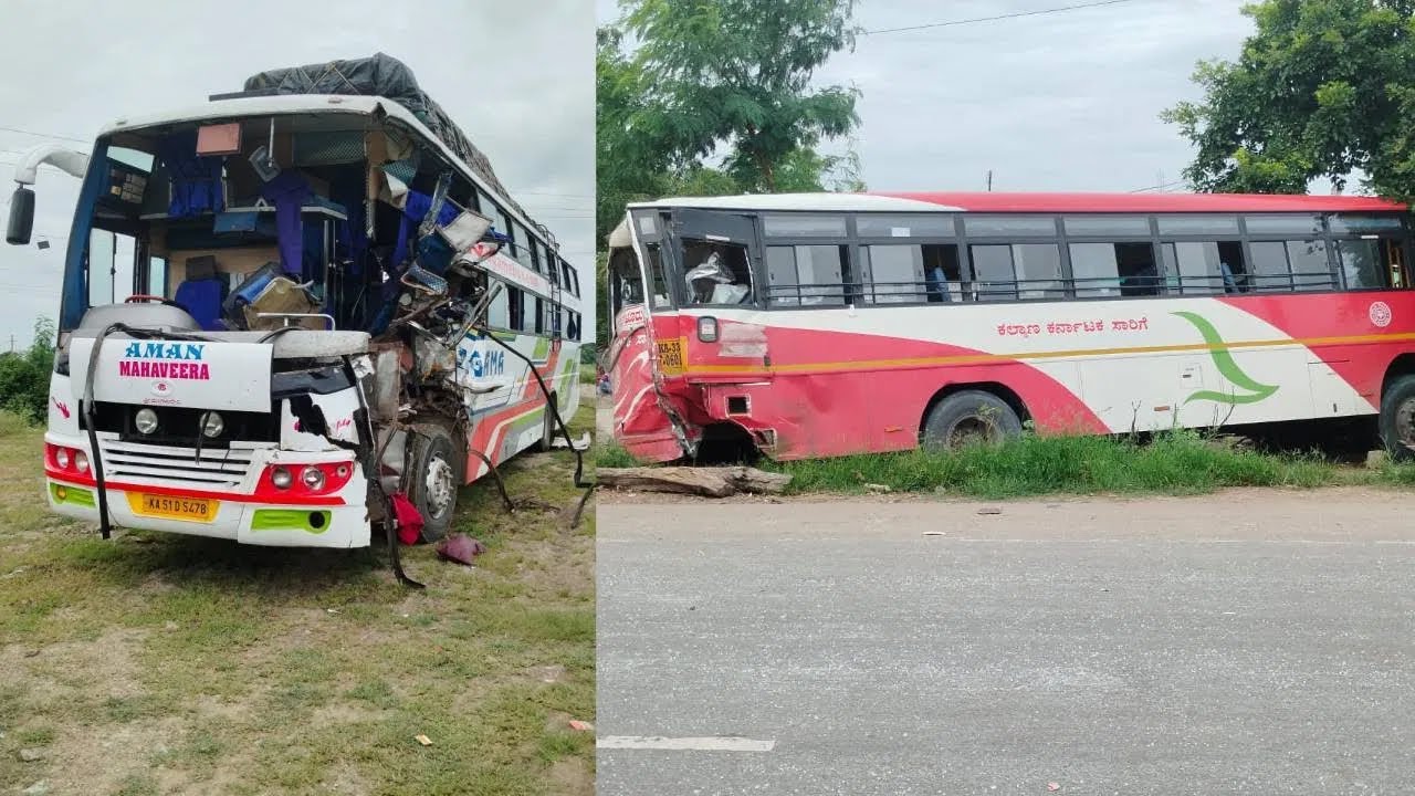 Another KSRTC Bus & Private Bus Accident in Raichur Dist PVT. Bus ...