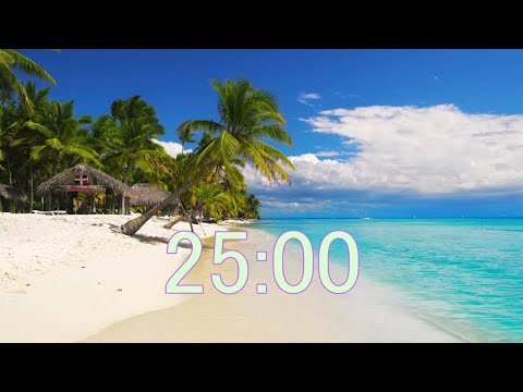 25-Minute Countdown Timer Beach-Themed: Waves Sounds for Relaxation