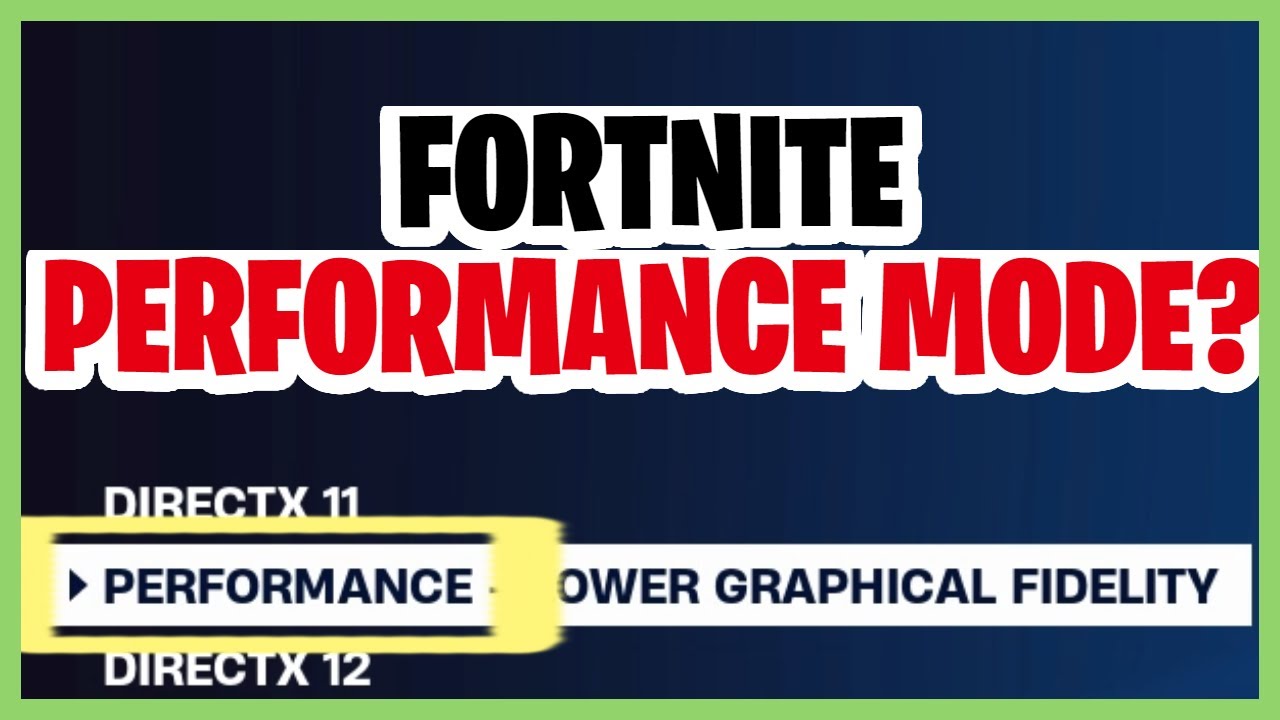 How To Activate Performance Mode in Fortnite | HOW TO ENABLE ...