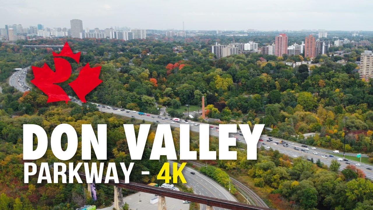 Don Valley Parkway from above 4k video footage - YouTube