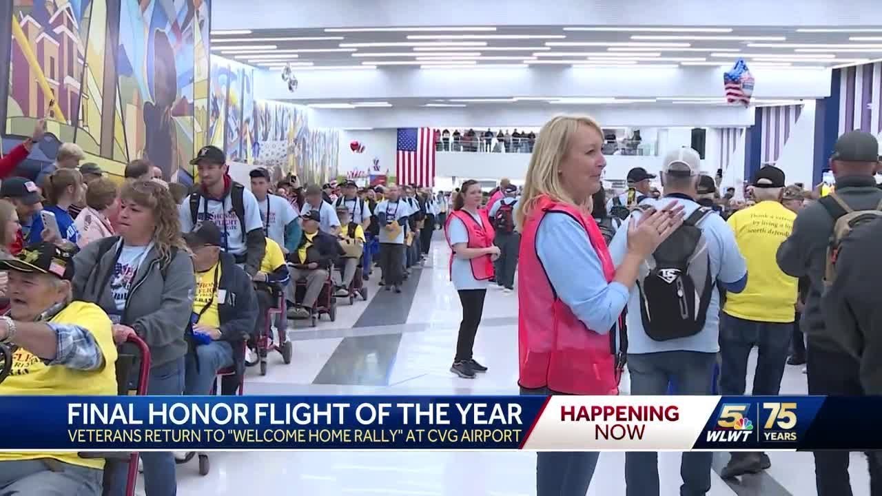 Veterans on Honor Flight return to 'Welcome Home Rally' at CVG Airport ...