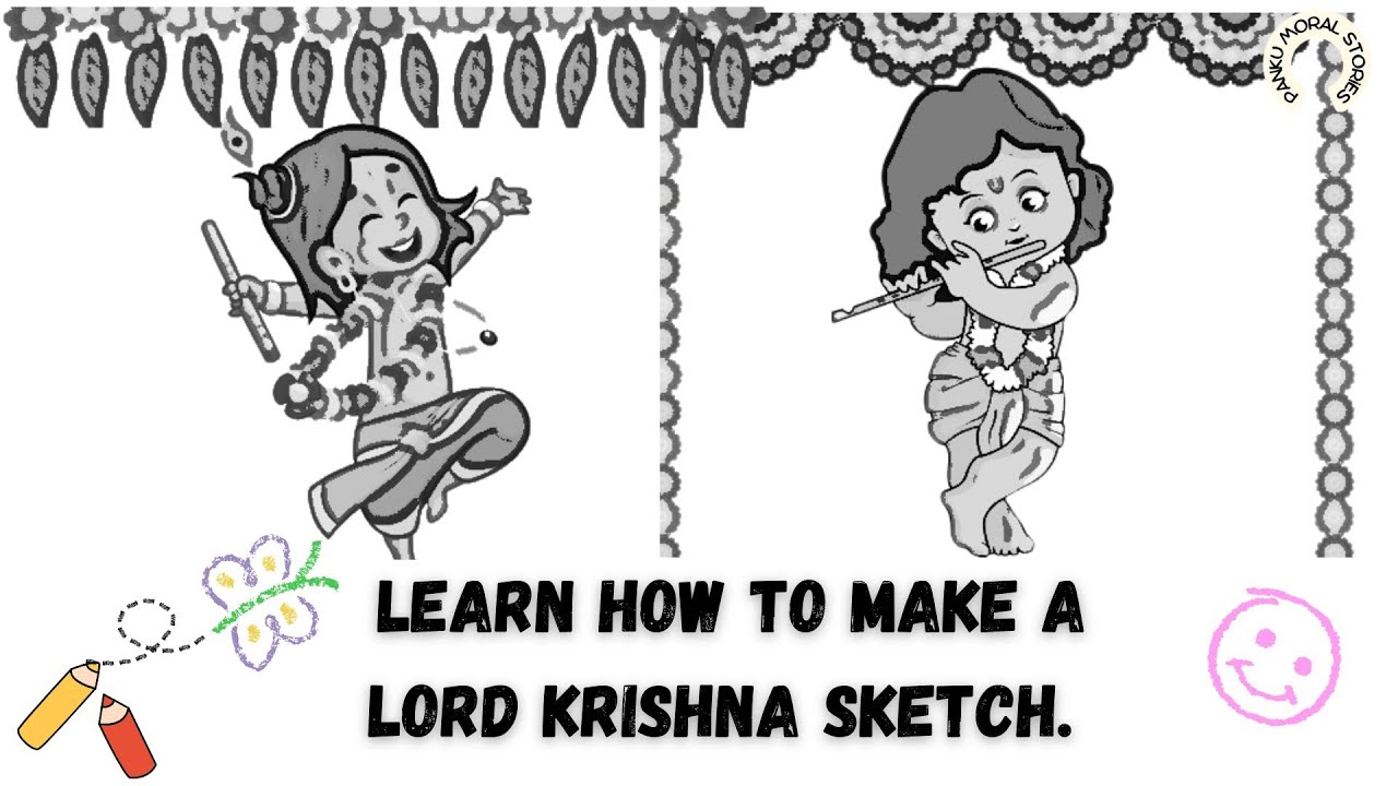 Lord Krishna sketch drawn for Kids & Toddlers |Basic drawings challenge ...