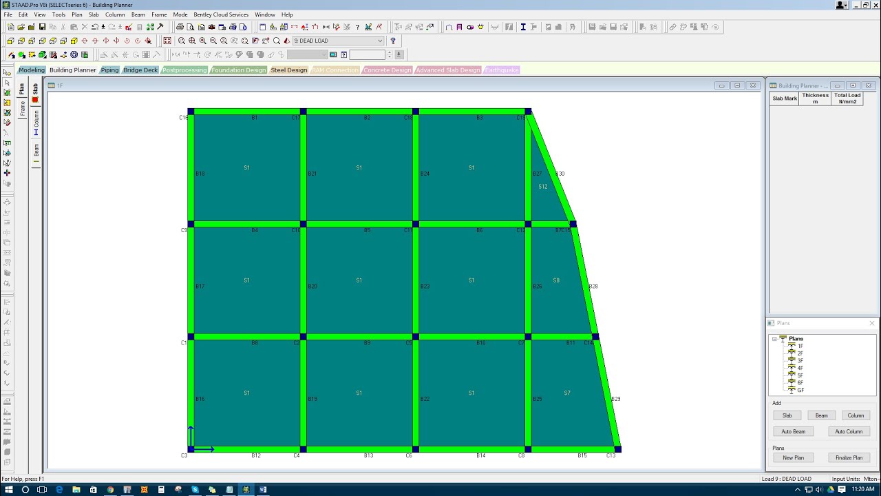 Building Planner in Staad Pro V8i SS6 v20.07.11.45 - YouTube