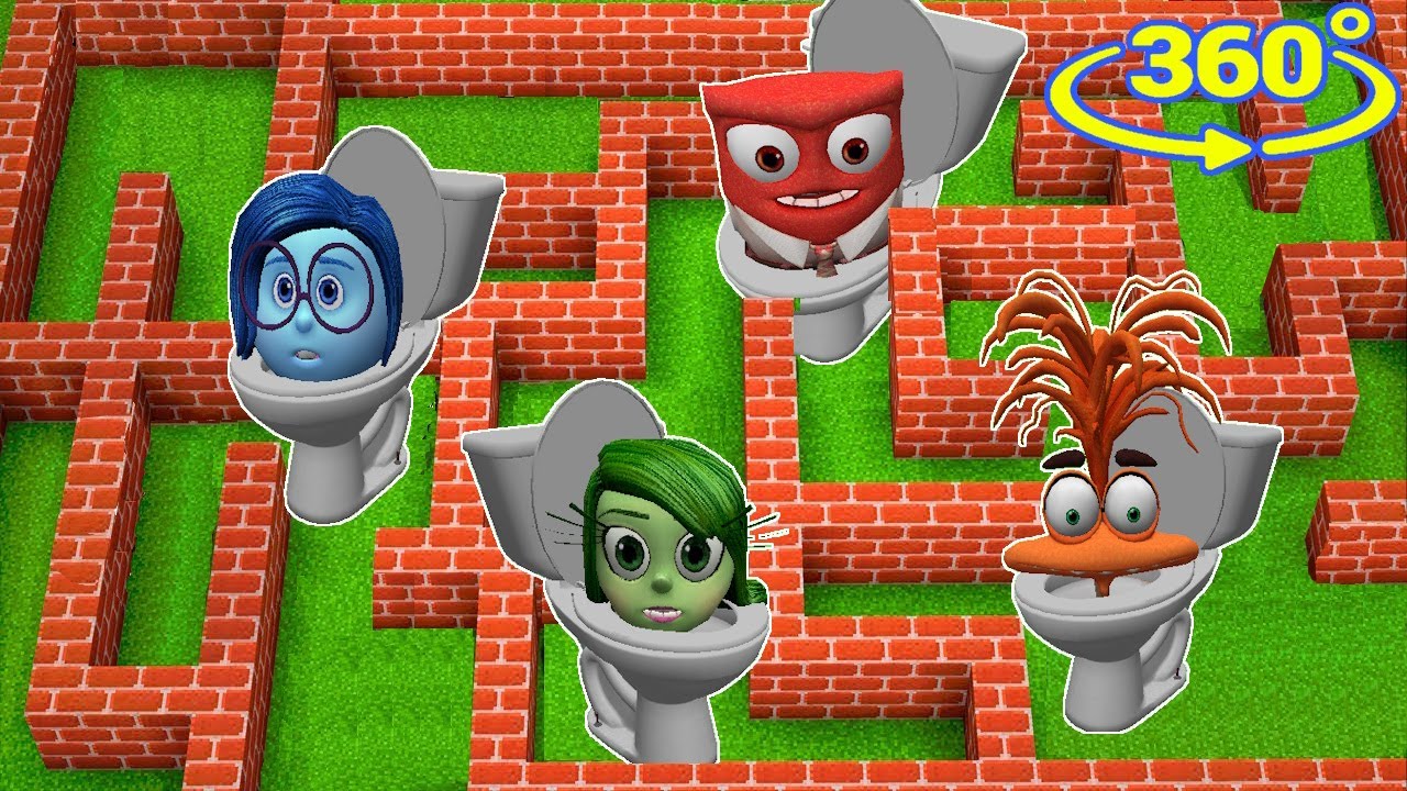 INSIDE OUT SKIBIDI TOILET MAZE in Minecraft 360! - YouTube