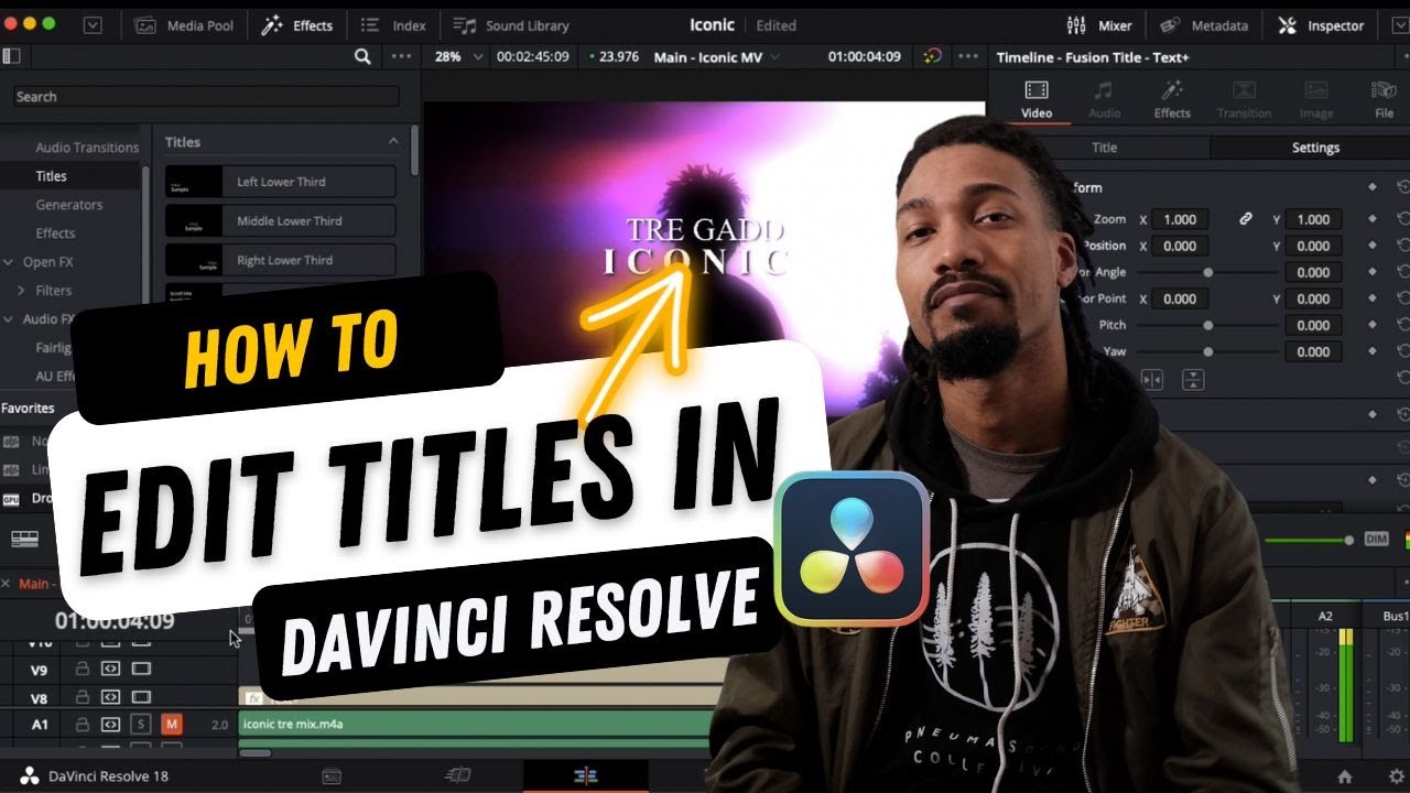 How to edit Music Video titles in Davinci Resolve 18 - Chill LoFi Vibes ...