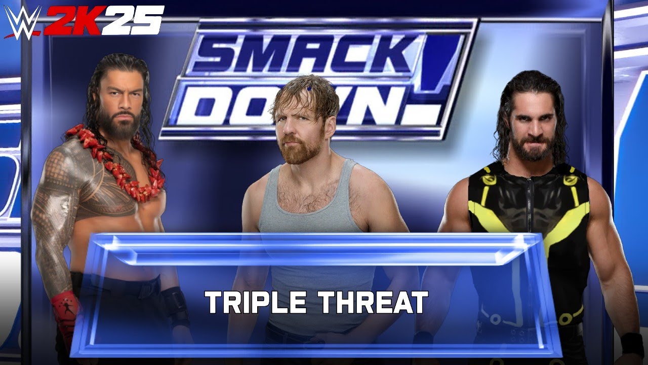 WWE 2k25 - Roman Reigns vs Dean Ambrose vs Seth Rollins: Triple Threat ...