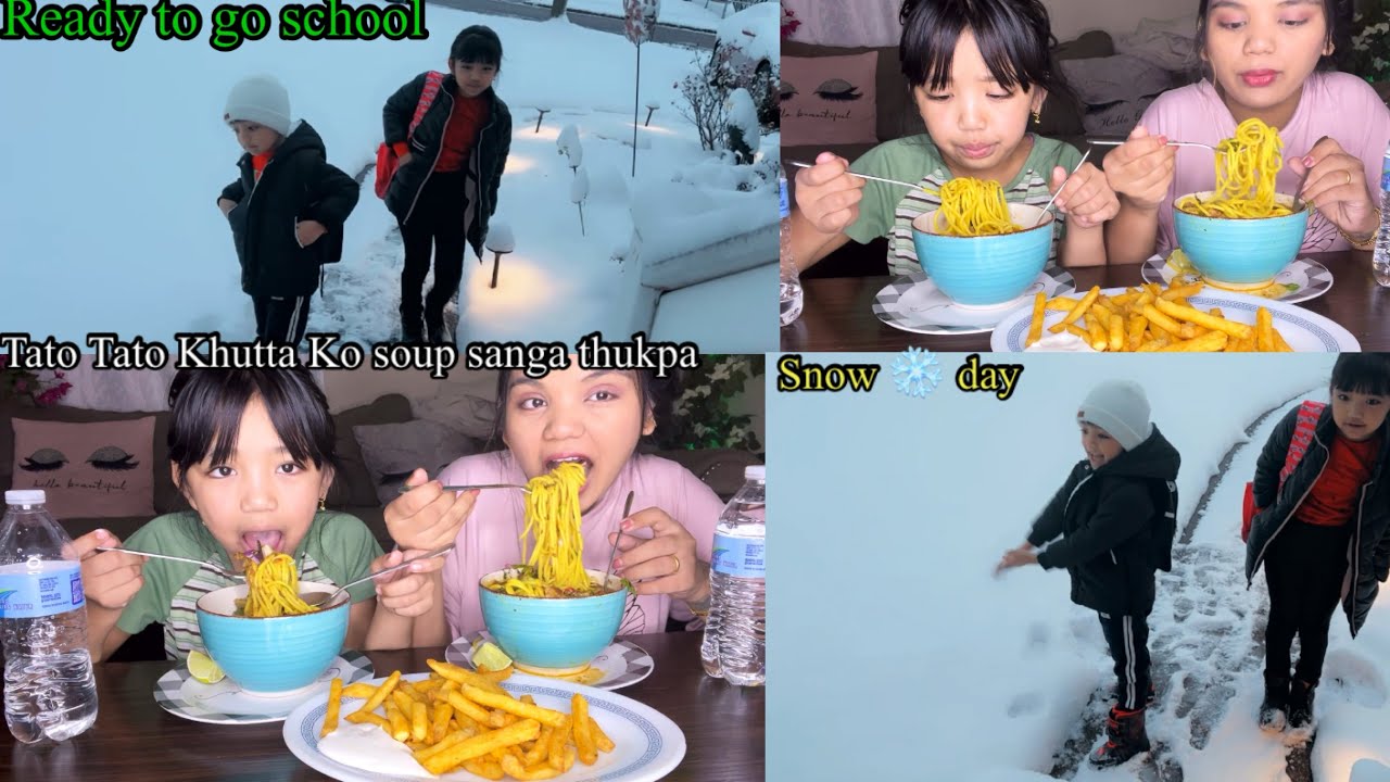 SNOW ⛄️ DAY ️/JADO MA TATO TATO KHUTTA KO THUKPA RA FRENCH FRIES 🍟 ...