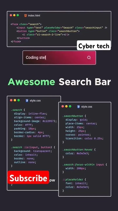 Awesome Search Bar Html Css Csshtml Coding Viralvideo Webdesign Html Python Csscoding
