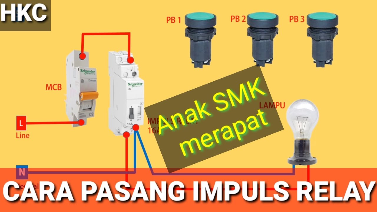 CARA Pasang Kabel Impuls Relay || Saklar langkah - YouTube