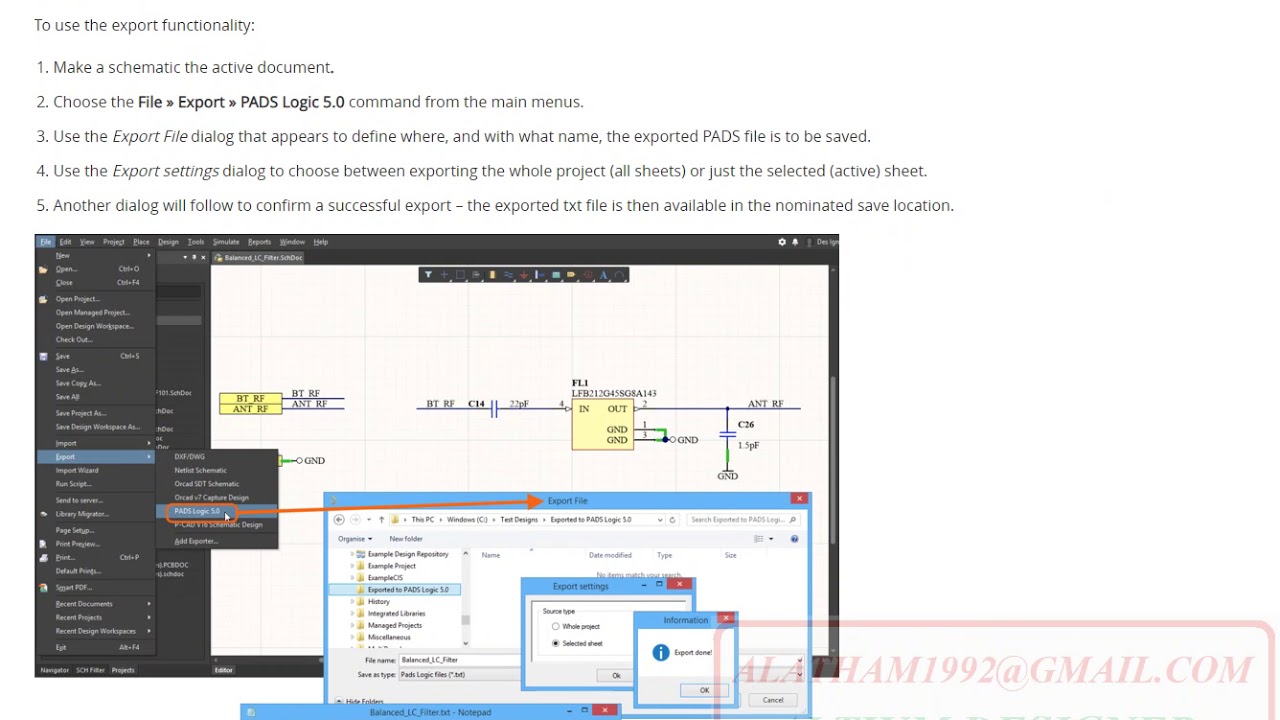 PADS Logic Export ALTIUM - YouTube