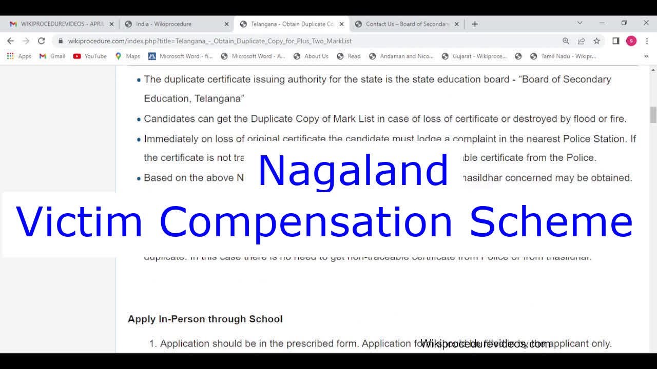 Nagaland - Apply for Victim Compensation Scheme - YouTube