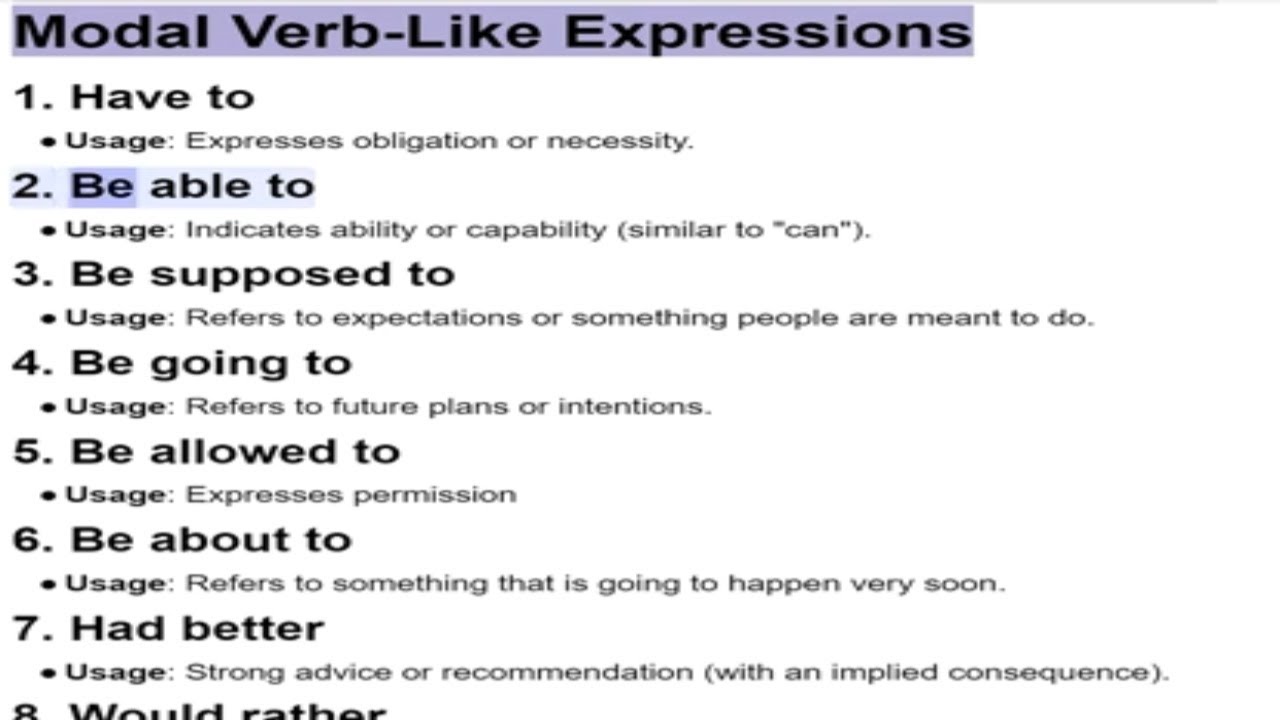 Modal Verb-Like Expressions | Speak English Naturally - YouTube