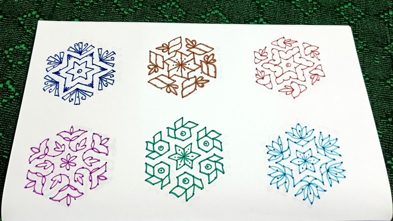 Pulli kolam with dots/daily use kolam/beautiful rangoli/simple rangoli ...