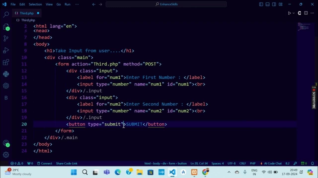 PHP Basic #addition #subtraction #multiplication #division - YouTube