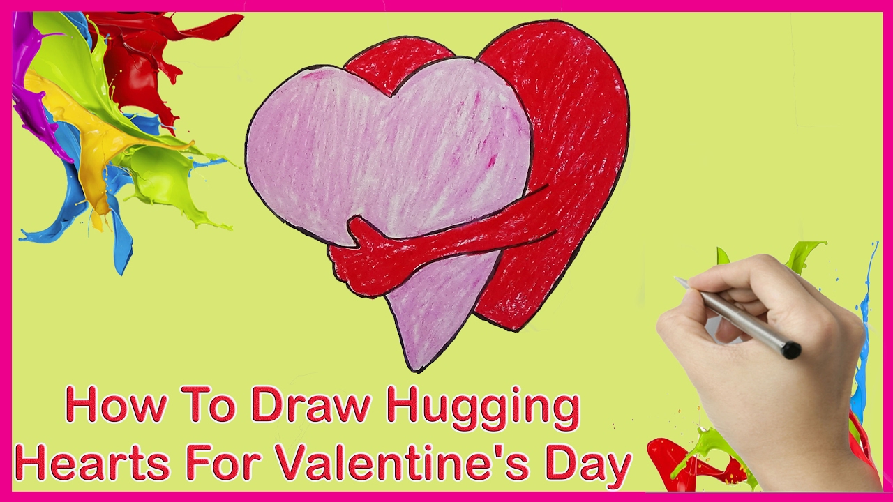How To Draw Hugging Hearts For Valentine's Day - YouTube