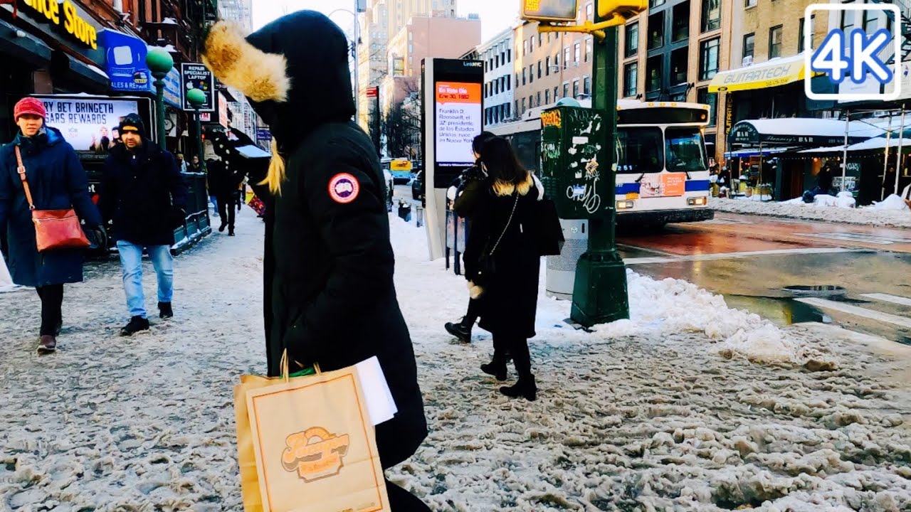 New York Snow Walk ☃️ ️ How to Walk Day After Snow Storm 4K Ultra HD ...