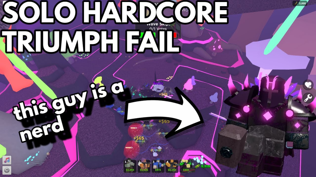 SOLO HARDCORE TRIUMPH FAIL | ROBLOX Tower Defense Simulator TDS - YouTube