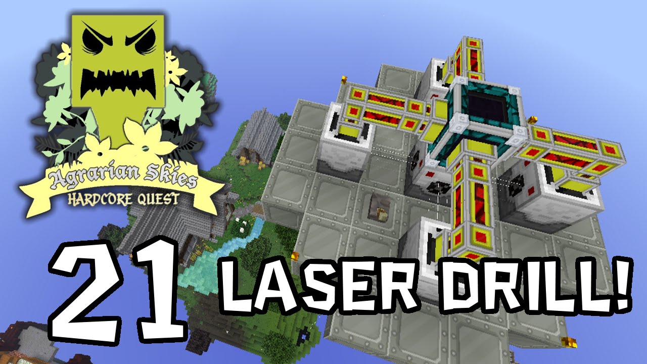 Laser drill!! | Agrarian Skies : Minecraft Modded Survival Sky Block! #21 - YouTube