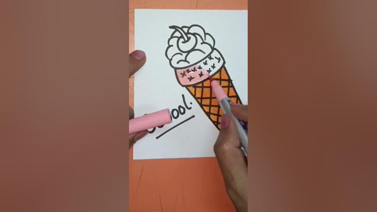 how to draw ice cream cone tutorial for kids/ice cream drawing for kids ...