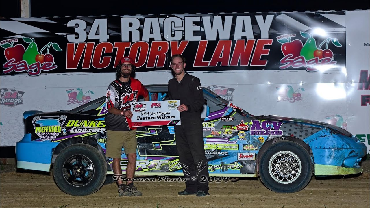 34 Raceway IMCA Sport Compact Heat & Feature Win! (6-15 -24) - YouTube