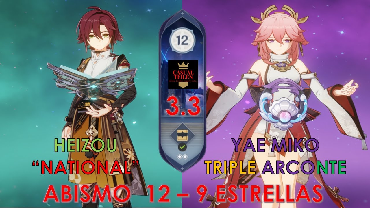 Heizou "National" & Yae "Triple Arconte" | Abismo 12 - 3.3 | 9 ...