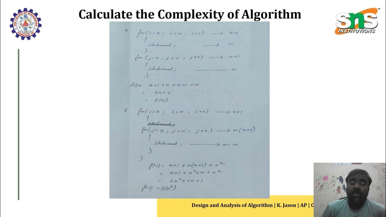 Calculate the Complexity of Algorithm | K Jason | SNS INSTITUTIONS - YouTube