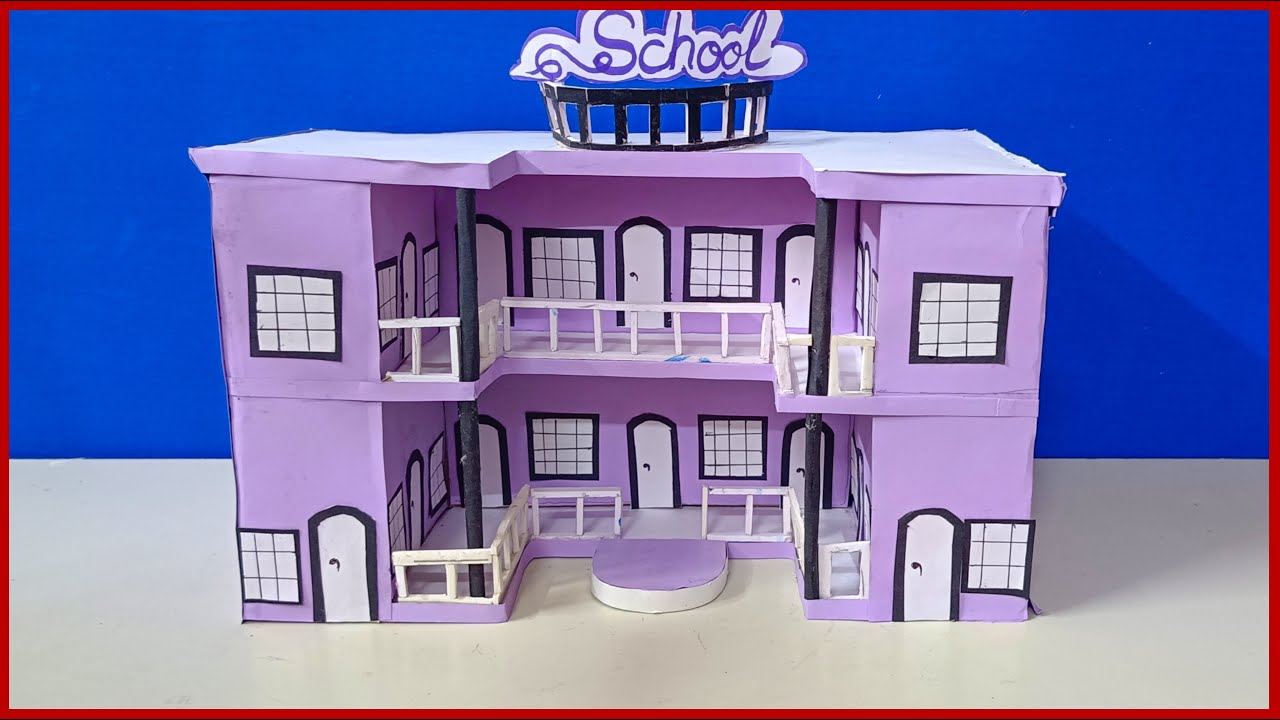 DIY School Model Project idea 🏫Easy | Make School by paper Cardboard ...