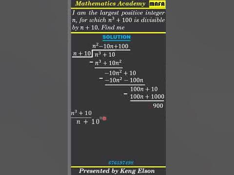 Number Theory : Find the largest positive integer n for which n³ + 10 is divisible by n + 10 ...