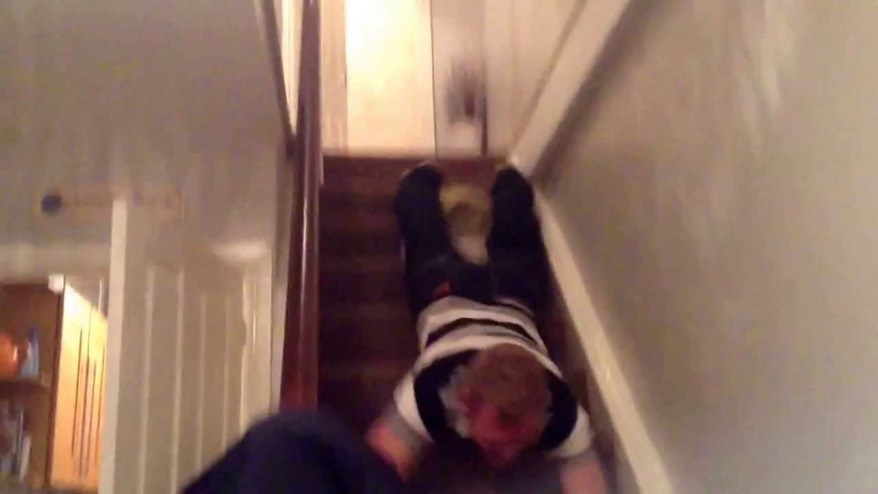 My dad falling down the stairs - YouTube